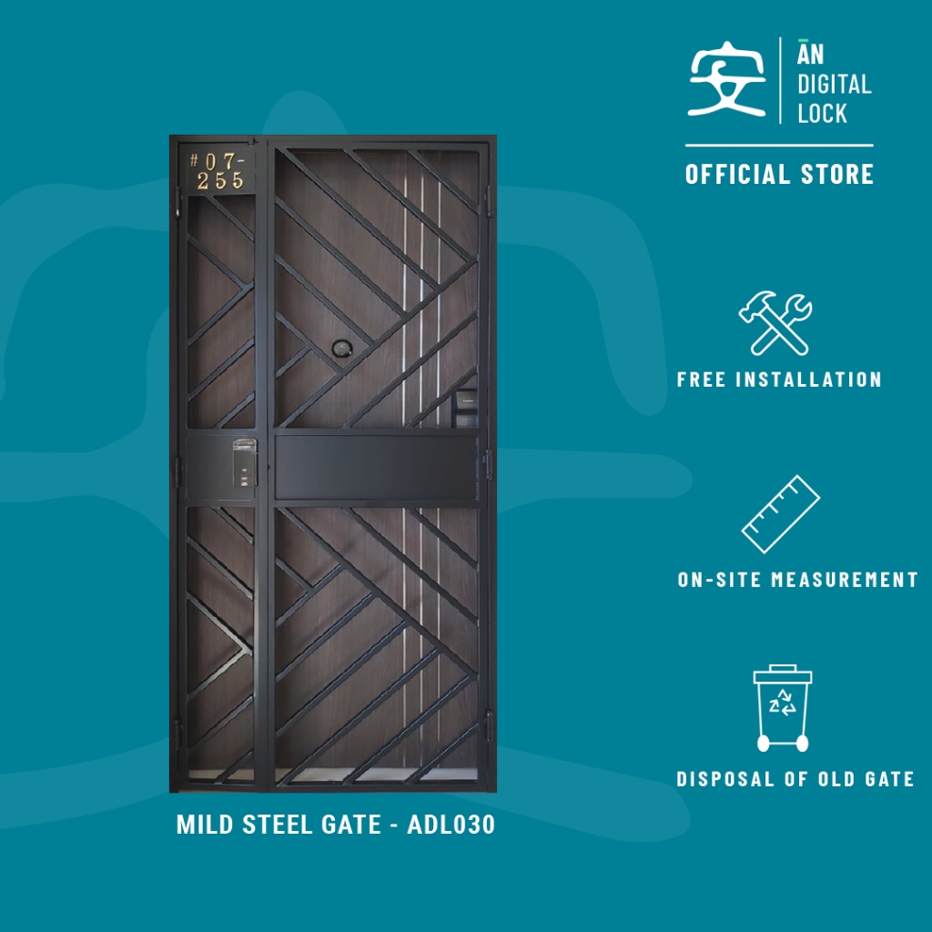 Mild Steel HDB Metal Gate (ADL030) | AN Digital Lock | Shopee Singapore