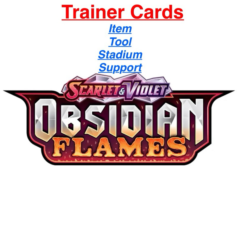 Obsidian Flames Non-Holo Trainer Cards Arven Poppy Pokemon League ...