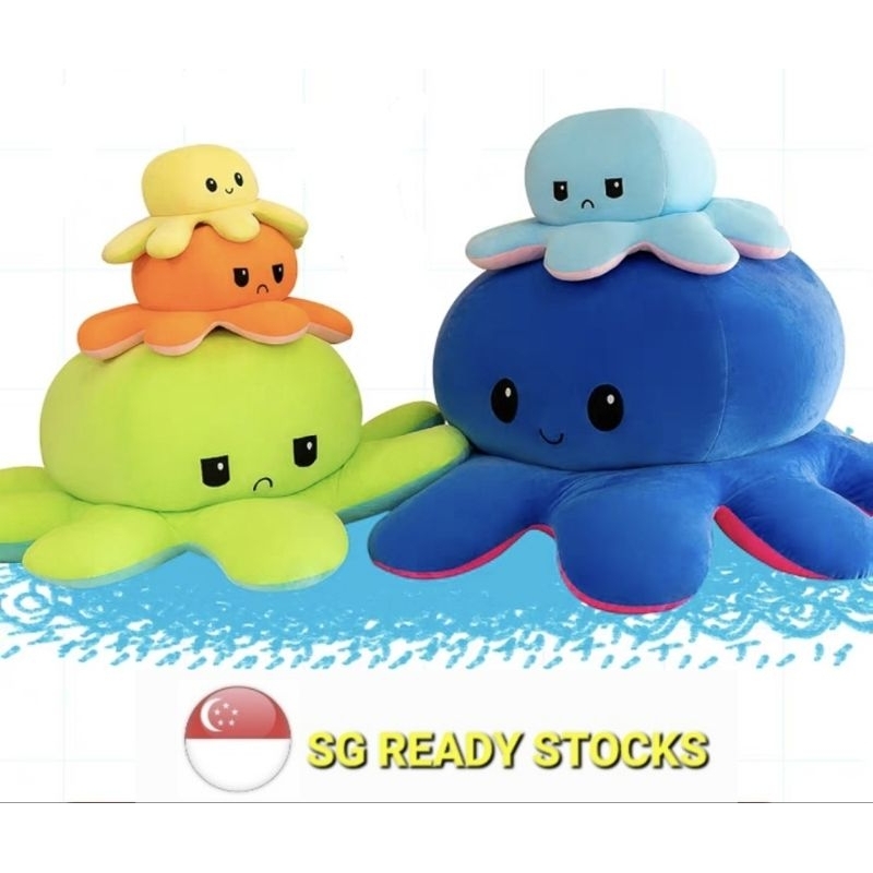 [Sg🇸🇬Stocks] Reversible Flip Huge Octopus Expression Plush Toy 100cm ...