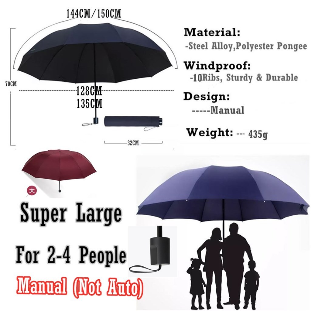 Automatic Super Large Umbrella With Anti-UV Black Coating | Shopee ...