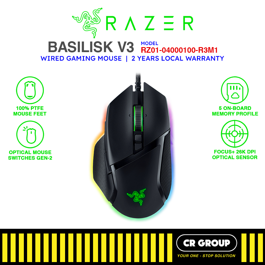 RAZER BASILISK V3 - Ergonomic Wired Gaming Mouse - 11 Razer™ Chroma RGB ...