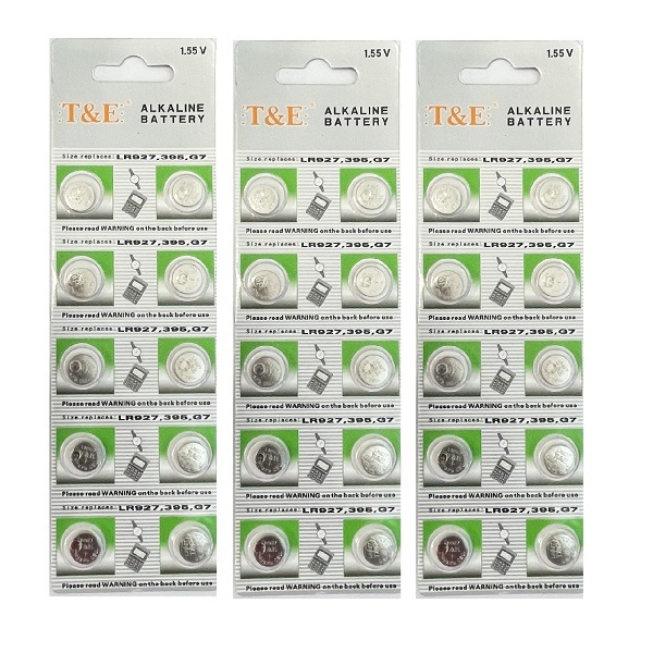 [SG] T&E AG7 SR927SW LR927 395 Alkaline Button Battery (30 Pieces ...
