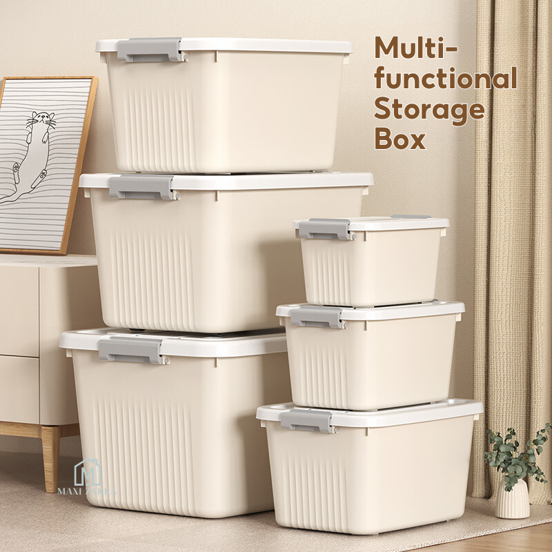 🇸🇬 Local Stock Storage Box Stackable Large Plastic Container Wheel Lid ...