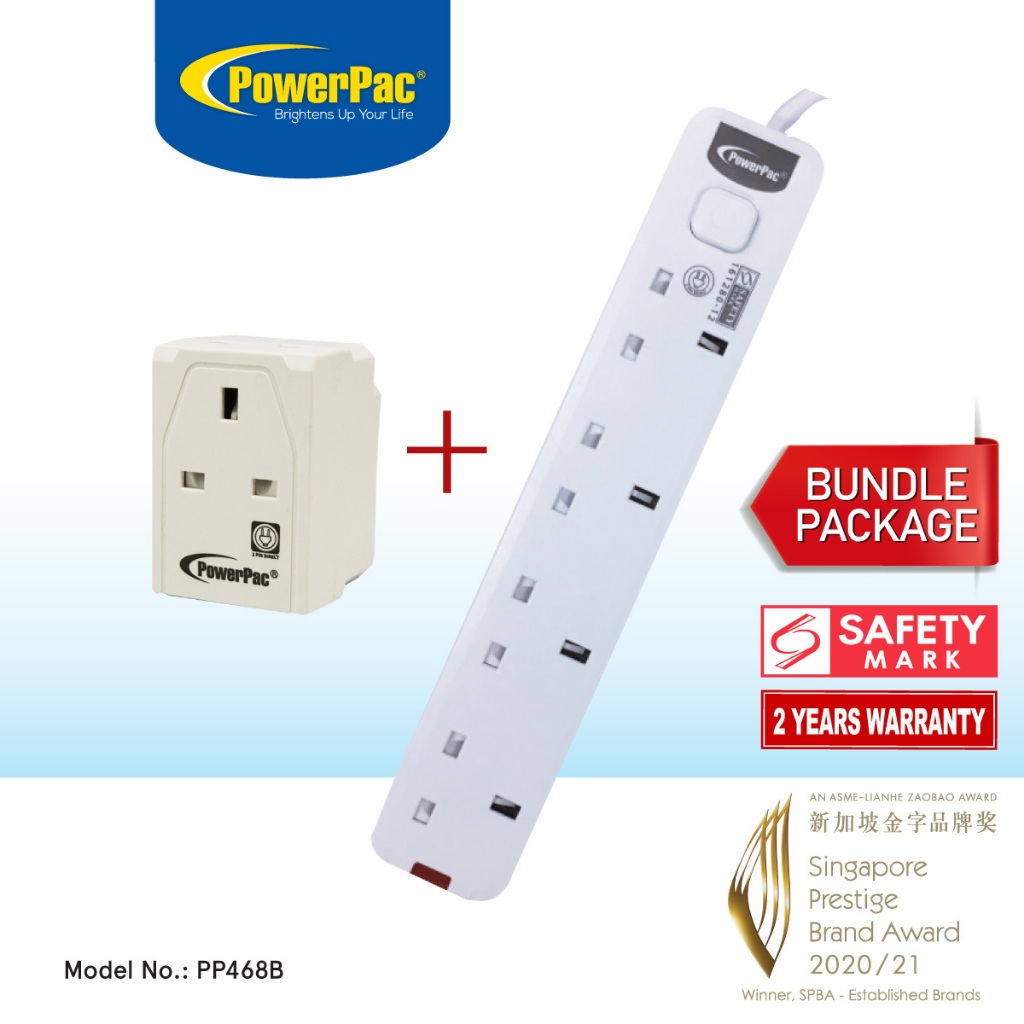 [BUNDLE PACKAGE] PowerPac Extension Socket Extension Cord 4 Way 2 Meter ...