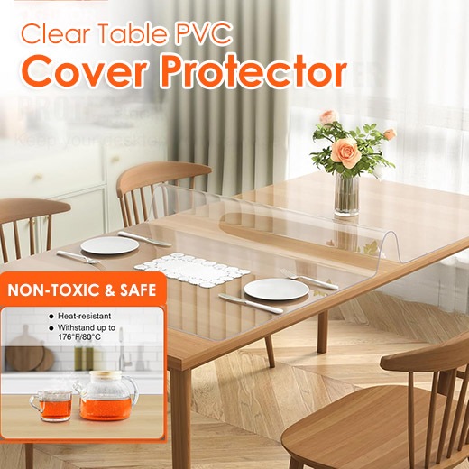 🇸🇬 Clear PVC Table Mat - Easy Cleaning Tablecloth Transparent Plastic ...