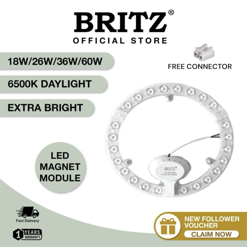 BRITZ LED Ceiling Magnet Light Module 6500K / Circular Tube Replacement ...