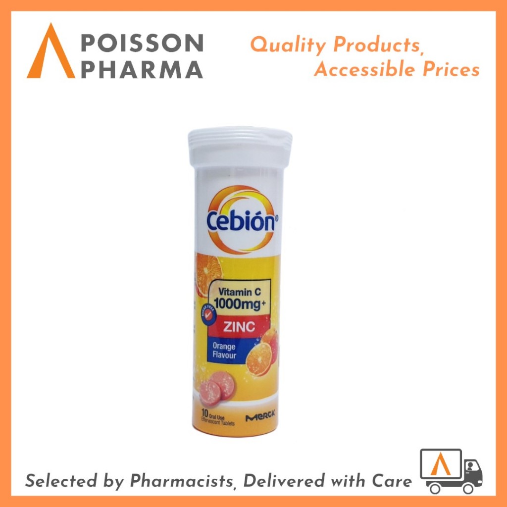 (Bundle of 10 tubes) Cebion Vit C 1000mg with Zinc Efferv Tablets 10's ...