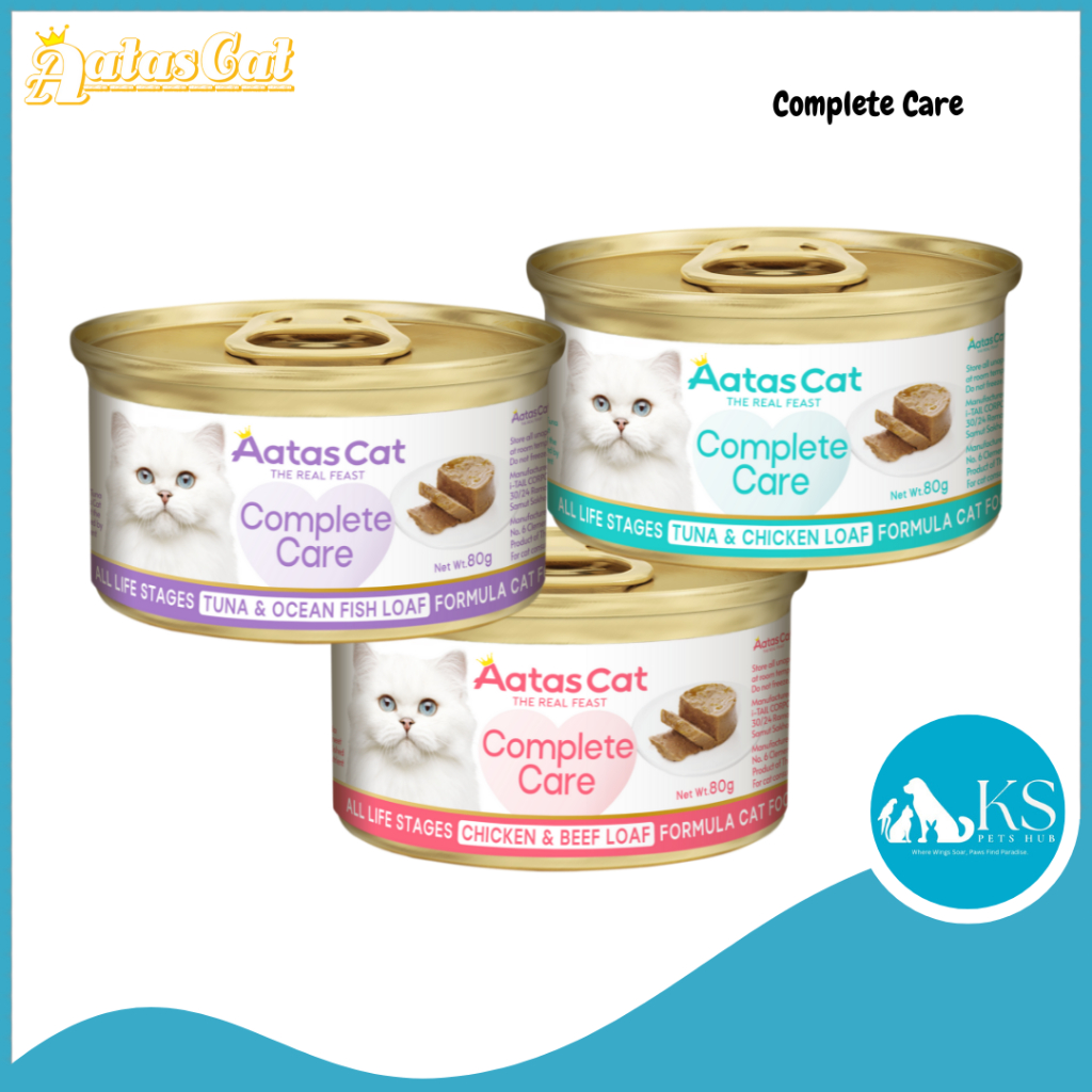 Aatas Cat Complete Care Assorted Flavors 85g x 24 cans (1 Carton) Cat ...