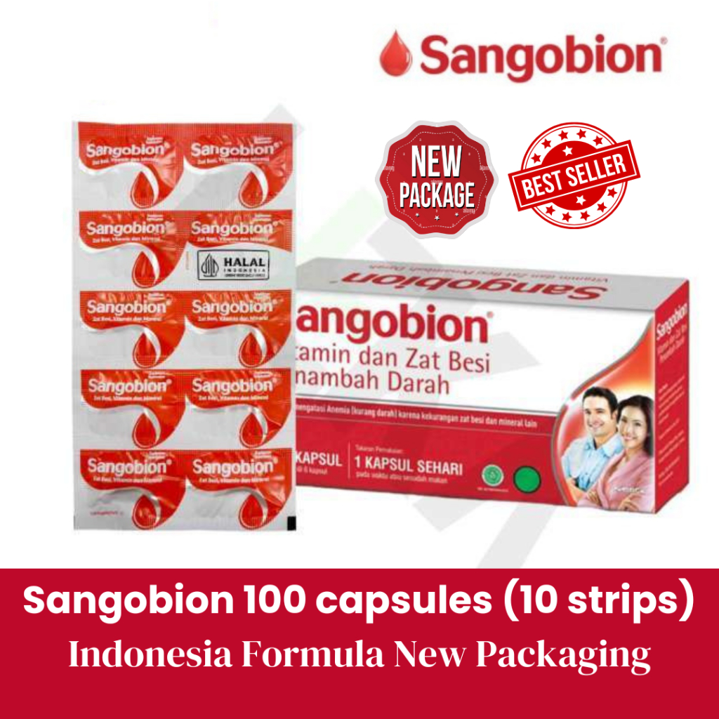 Sangobion Iron 100 capsules (Exp 2026) for Anemia Low Blood (Indonesia ...