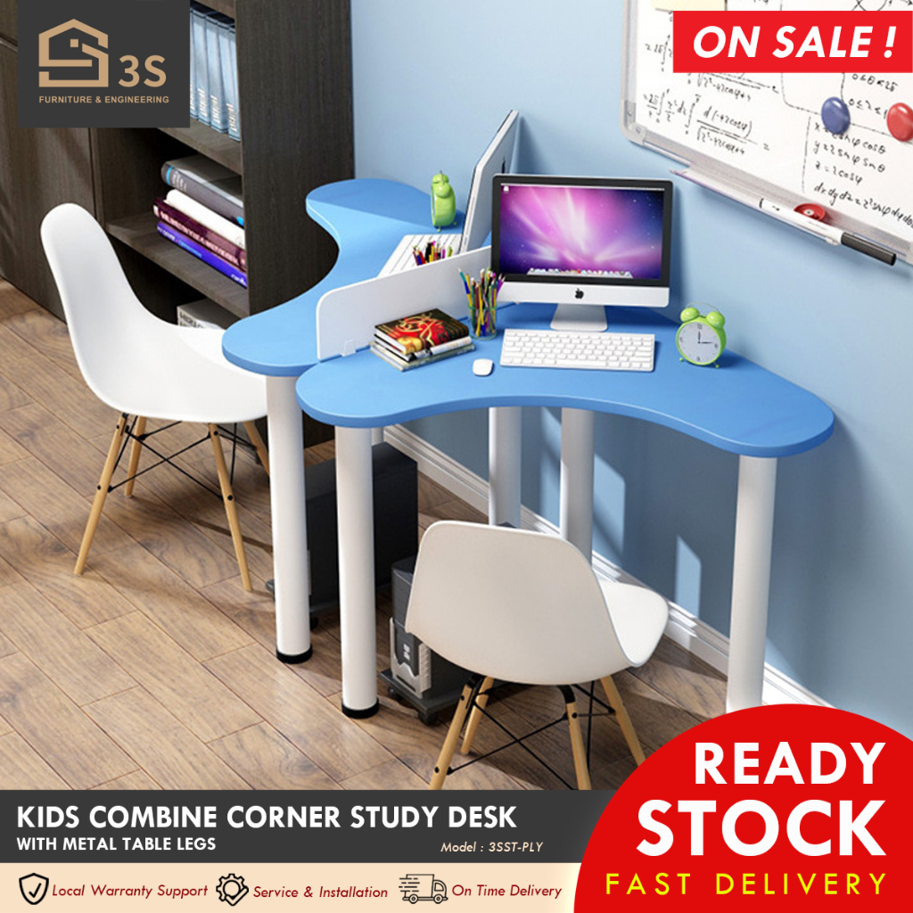 [3S FURNITURE] Modern Combine Corner Shaped Study Desk With Ergonomic ...