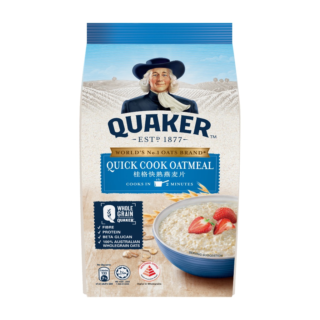 Quaker Oats Quickcook 2-minute Oatmeal 400g (Refill Pack) | Shopee ...