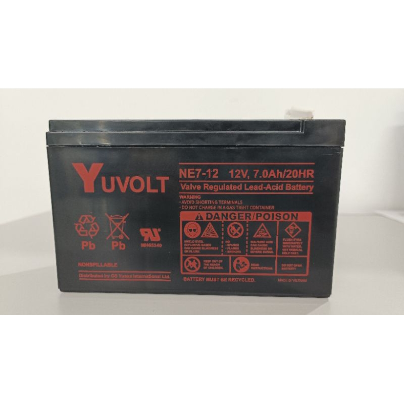 YUVOLT lead acid battery NE7-12 /187 (12v 7Ah) terminal F1 187 Type ...