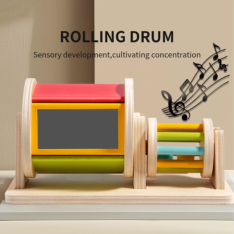 🌟 SG LOCAL STOCK 🌟 Rolling Drum Rattle Music Sensory Montessori ...