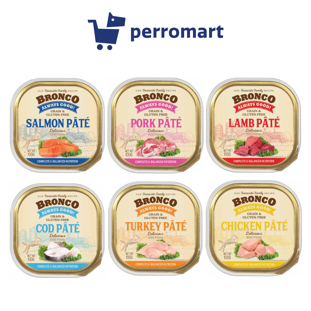 Bronco 100g Pate Dog Wet Food Tray (Cod / Chicken / Lamb / Pork ...
