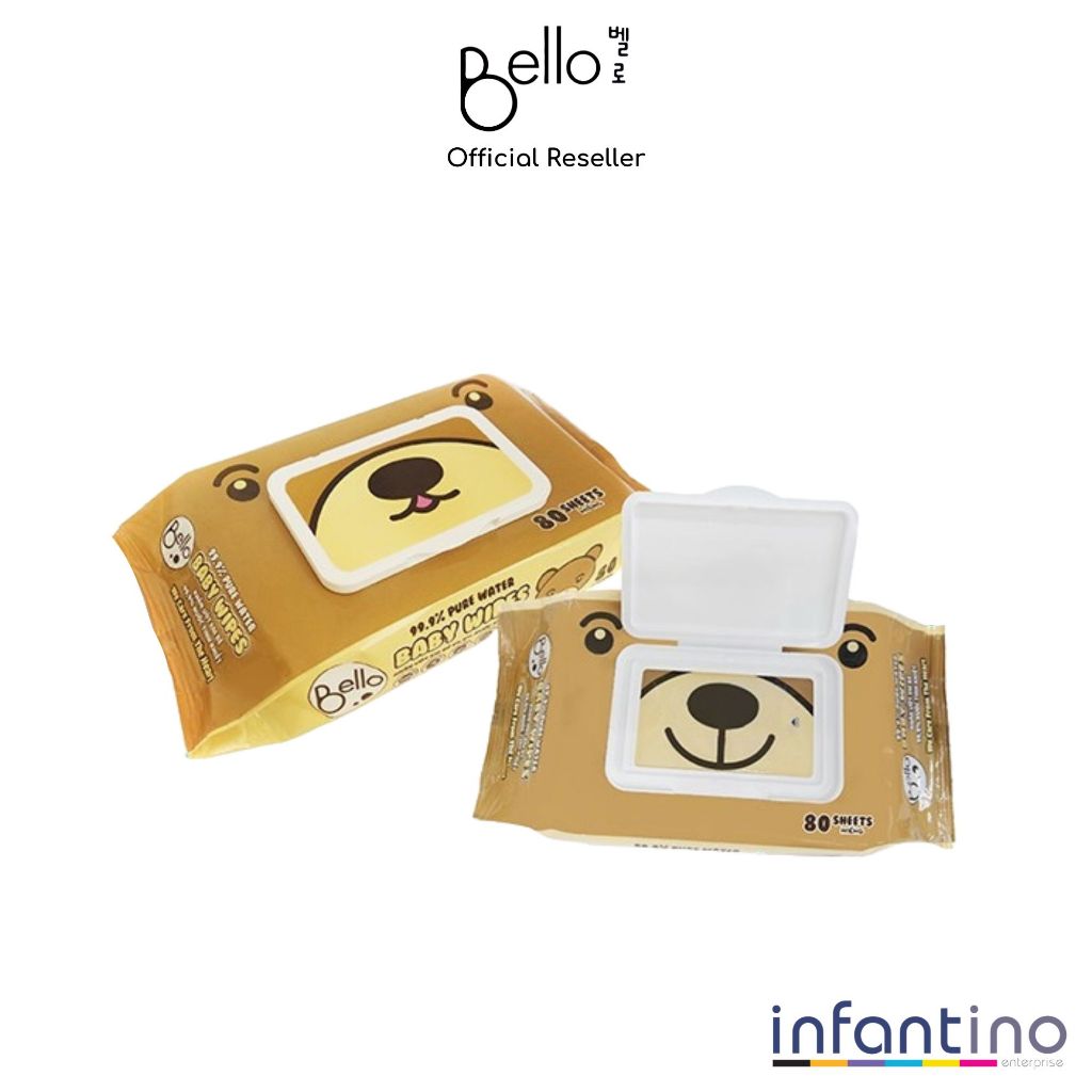 Infantino | Bello 99.9% Pure Water Baby Wipes (80s x 10 Packs) | Shopee ...