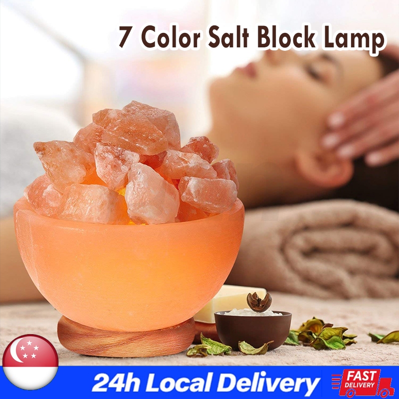 🏠💥7Color Himalayan Salt Lamp Crystal Salt Rock Lamp with Base Home ...