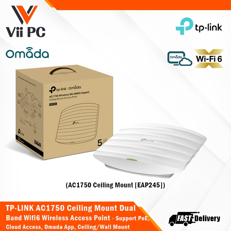 TP-LINK EAP245 AC1750 Wireless MU-MIMO Gigabyte Dual Band Wi-Fi 6 Omada ...