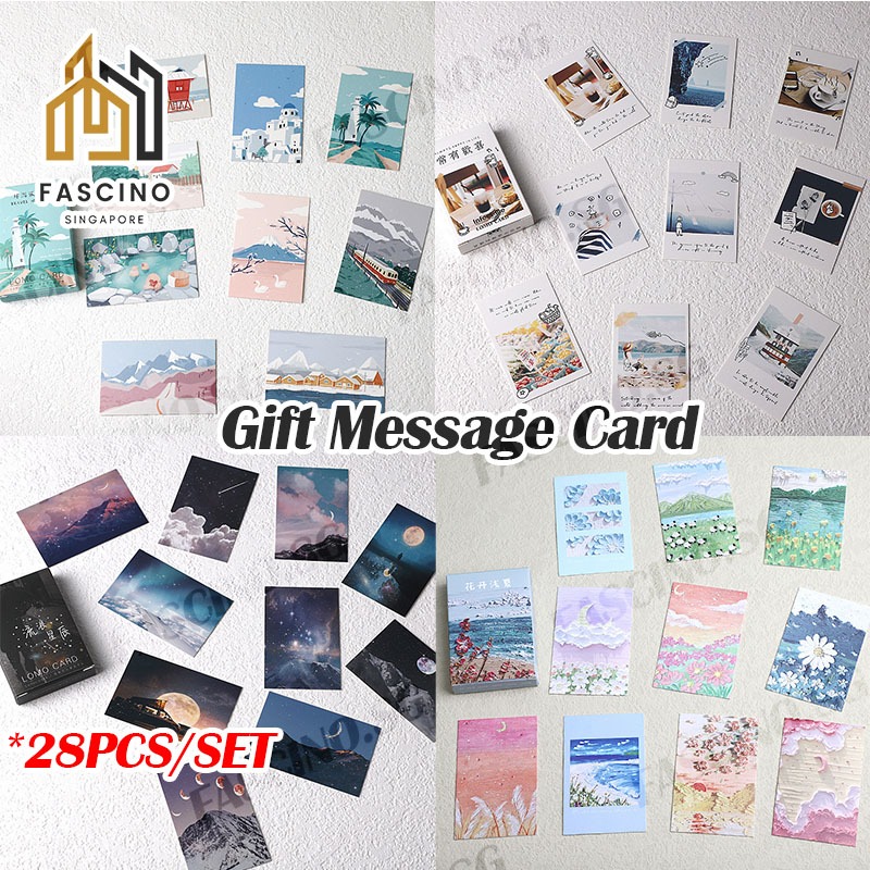 【SG】28 Pcs Gift Message Card Set Blessing Cards for Firends Christmas ...
