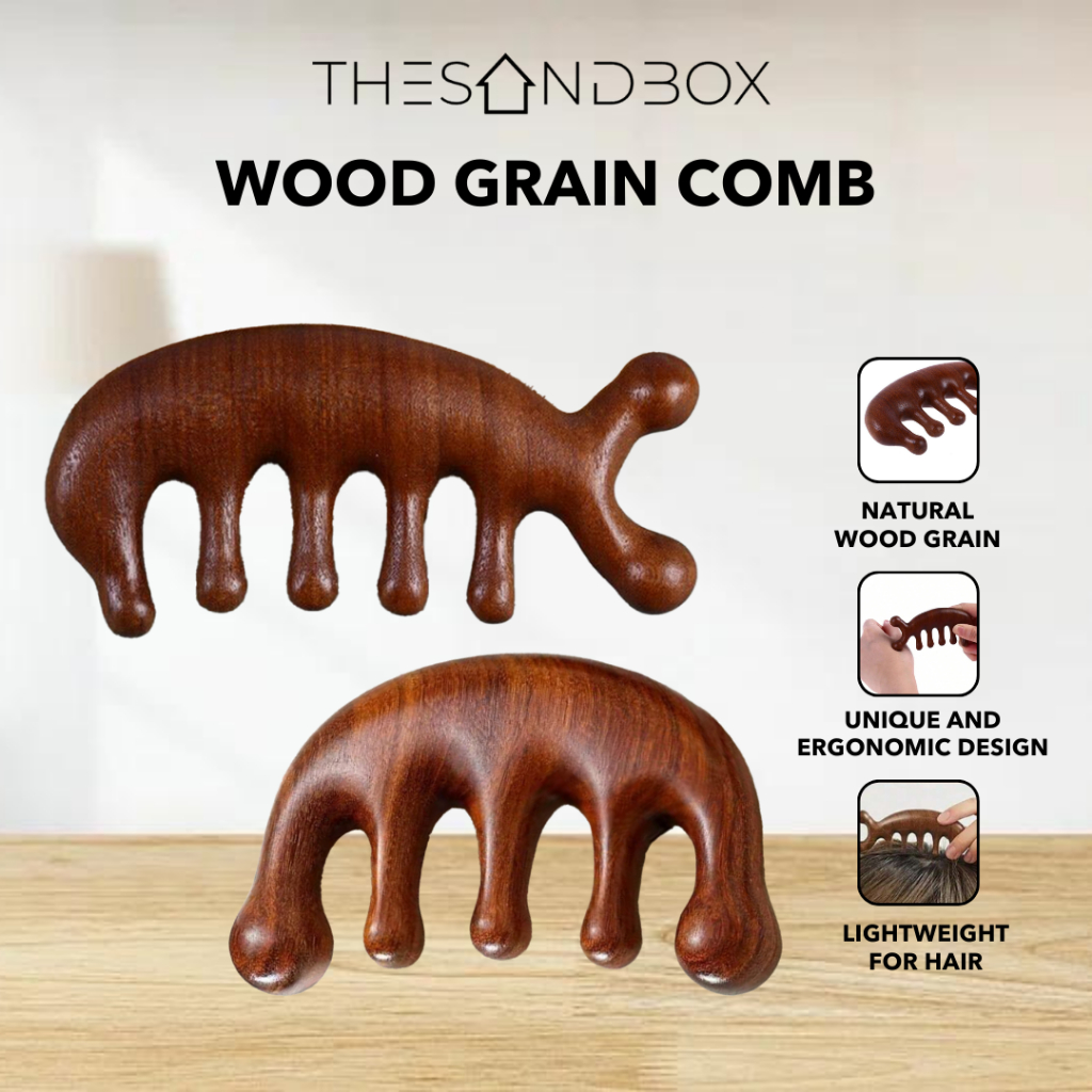 Sandalwood Massage Comb for Head & Scalp - Meridian Scraping, Stress ...