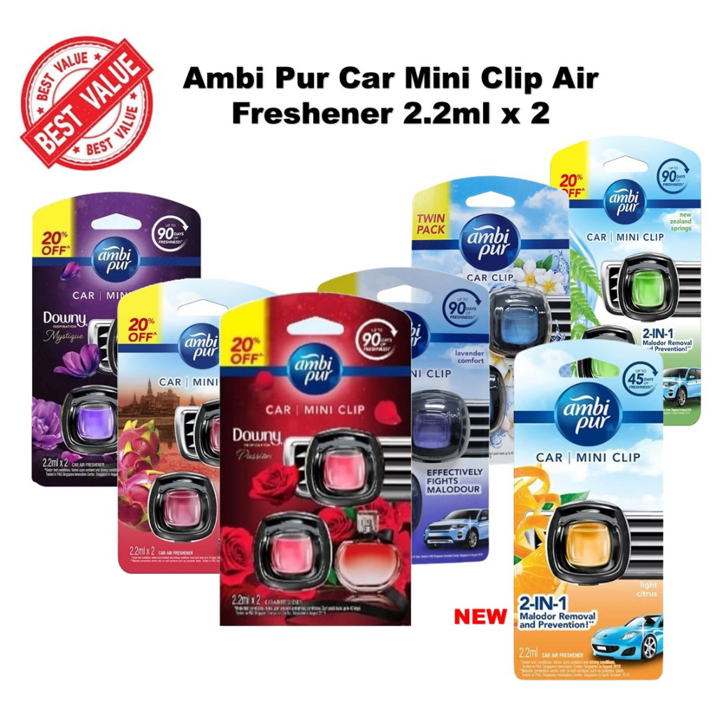 Ambi Pur Car Mini Clip Air Freshener 2.2ml x 2 | Shopee Singapore
