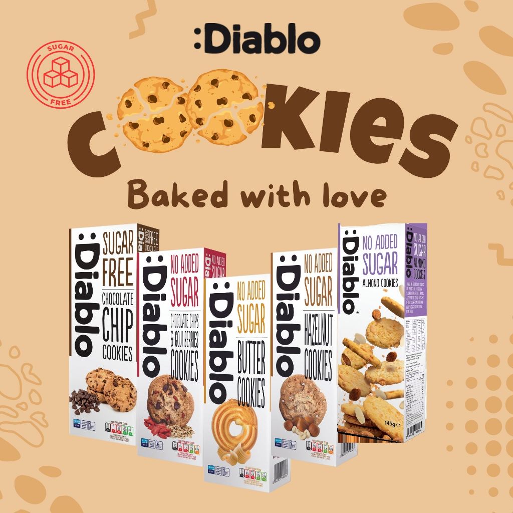 Diablo Sugar Free | No Added Sugar Cookies |Choco Chip|Butter|Hazelnut ...