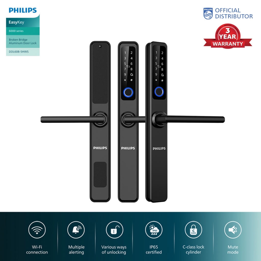 [Official Distributor] Philips EasyKey 608 Minimalist Lever Door Lock ...