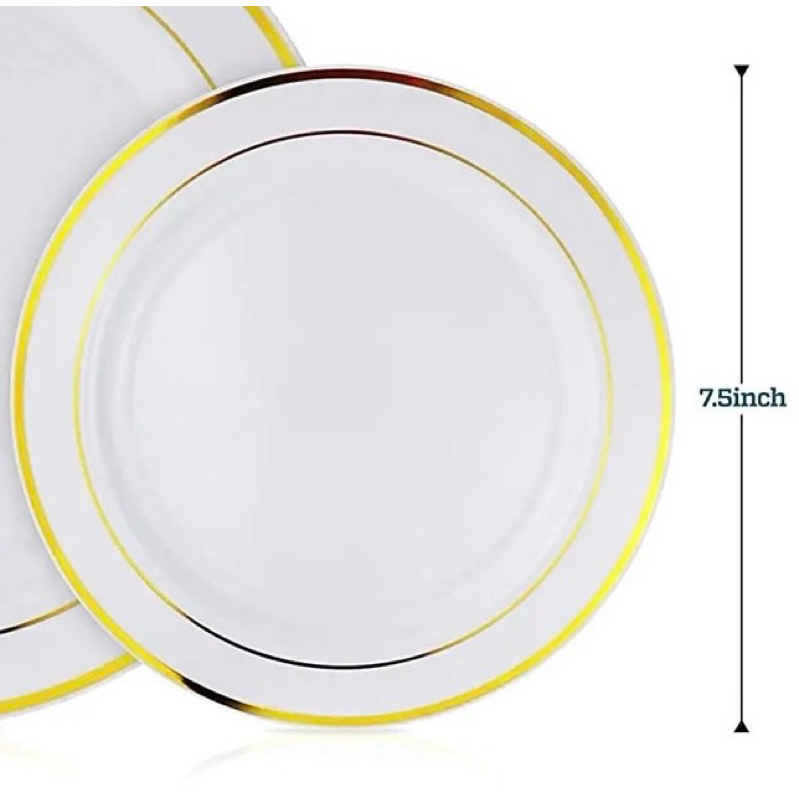 [SG Stock] 25 Pax Disposable Plastic Partyware Dinnerware Set with Gold ...