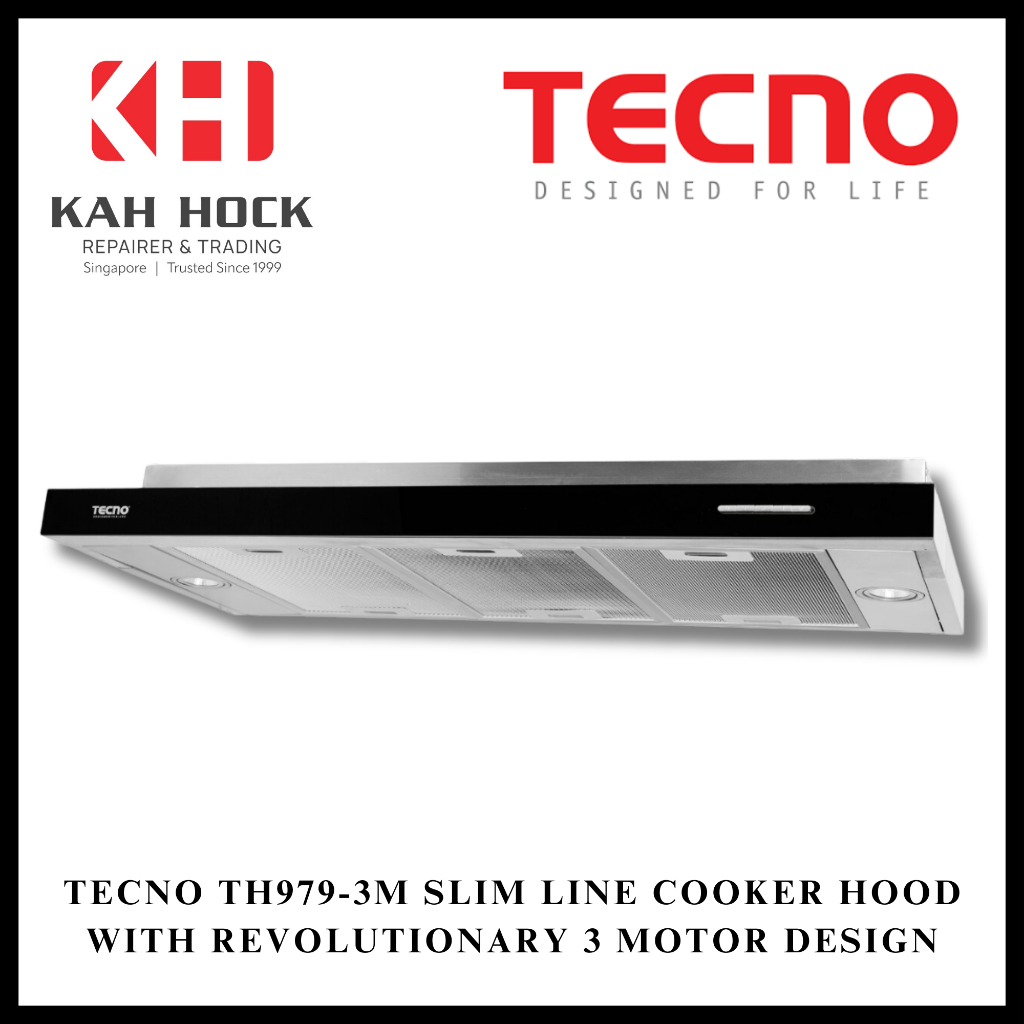 TECNO TH979-3M SLIM LINE COOKER HOOD WITH REVOLUTIONARY 3 MOTOR DESIGN ...