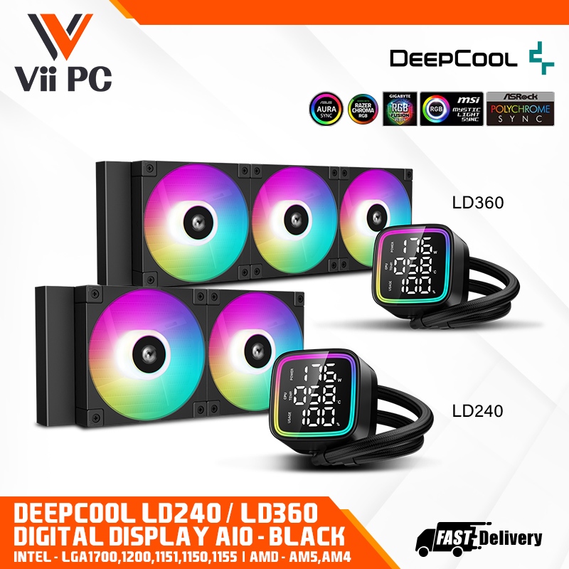 Deepcool LD240 / LD360 240 OR 360 Digital display AIO LIQUID COOLING ...