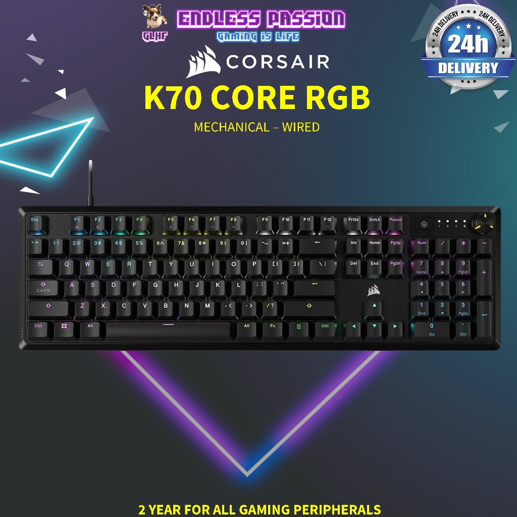 Corsair K70 CORE RGB Mechanical Gaming Keyboard - CORSAIR Red Linear ...