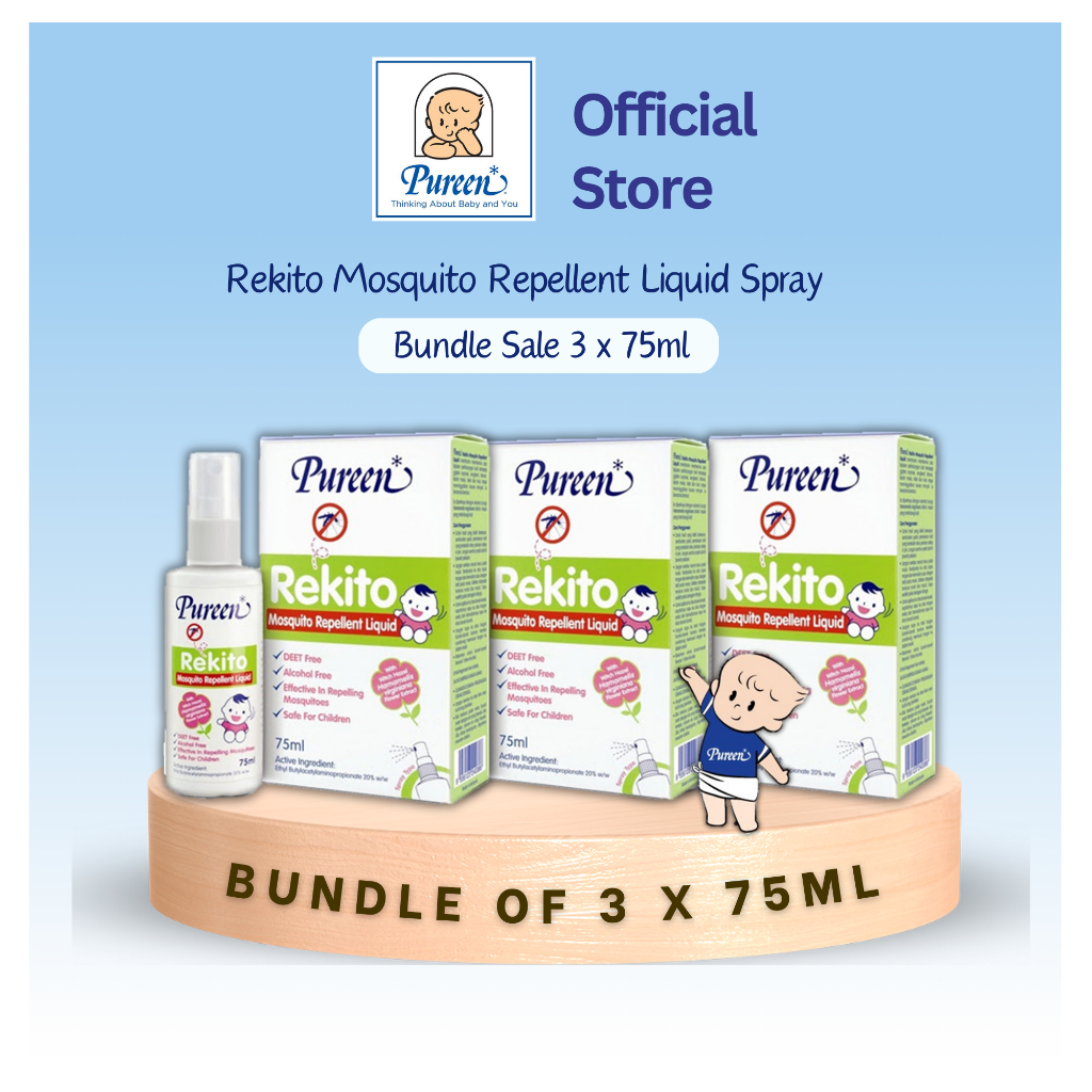 Pureen Rekito Mosquito Repellent Liquid Spray 75ml X 3 Bottles (Bundle ...