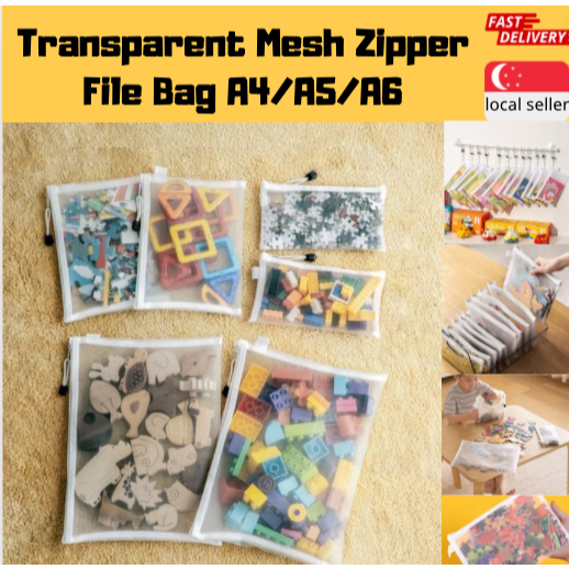 Transparent Mesh Zipper File Bag A4/A5/A6 Nylon Information Document ...