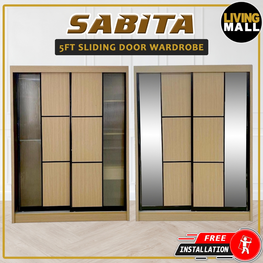 Living Mall Sabita Series 5ft Sliding Wardrobe Scratch Resistant in 11 ...