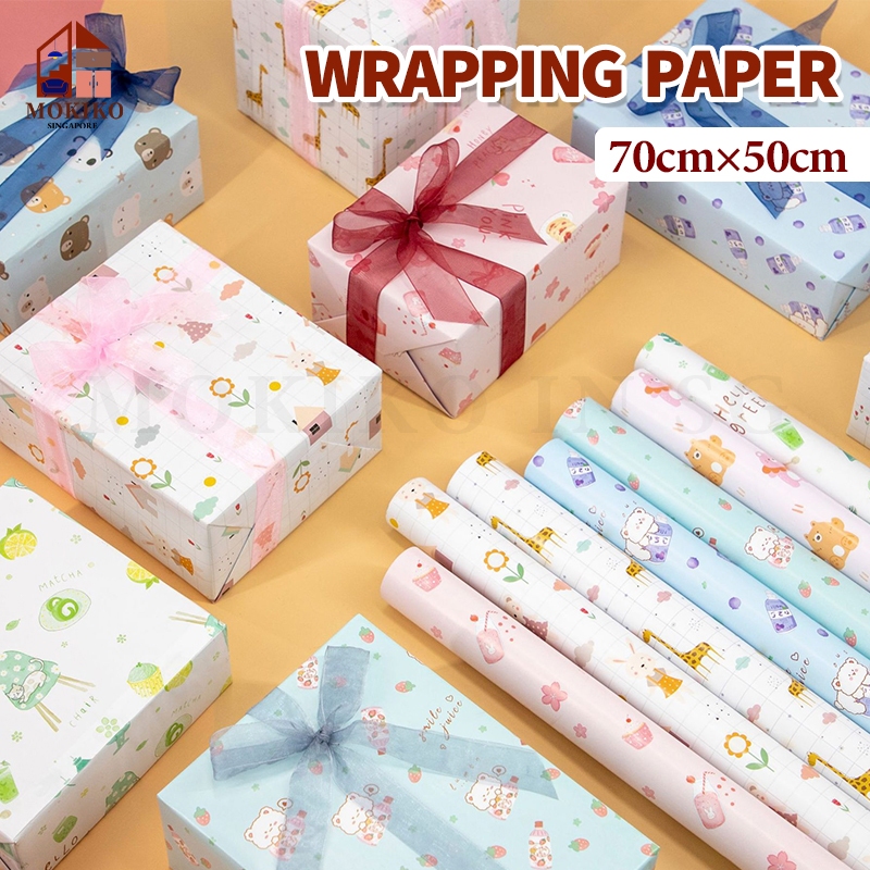 【SG】Cartoon Wrapping Paper Roll Gift Wrapper hickend Birthday Gift ...