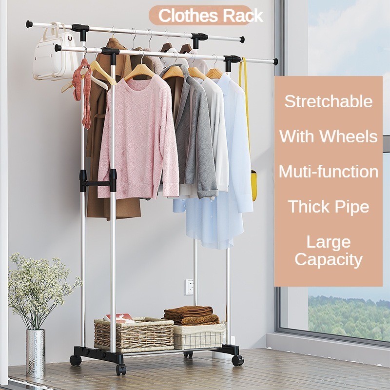 【SG Ready Stock】 Stretchable Clothes Rack Telescopic Pole Laundry ...