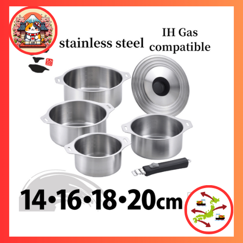 ENZO Induction-compatible stainless steel pot set with detachable ...