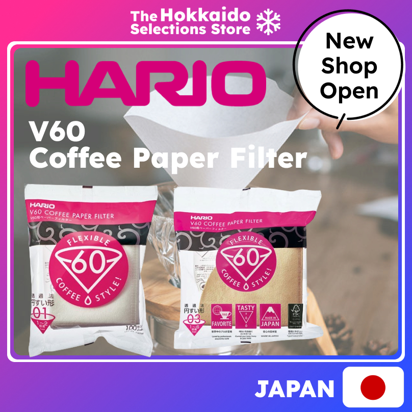 Hario V60 Coffee Paper Filter (Size VCF-01 / VCF-02 / VCF-03 , 100 ...
