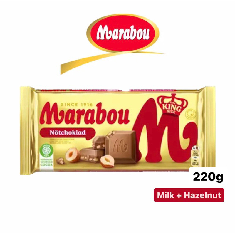 Milk Chocolate with HAZELNUT 220g, Marabou, Swedish Chocolate 🇸🇪 King Size Travel Edition, Milk ...