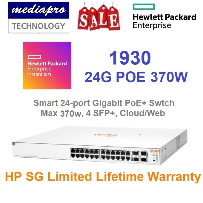 HP / HPE 1930 24G POE+ 370W Aruba Instant On Smart 24-port Gigabit PoE+ ...