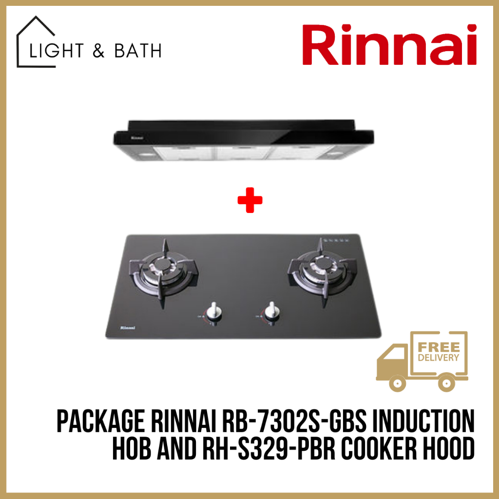 [BUNDLE] Rinnai RB-7302S-GBS Gas Hob and RH-S329-PBR Cooker Hood | Shopee Singapore