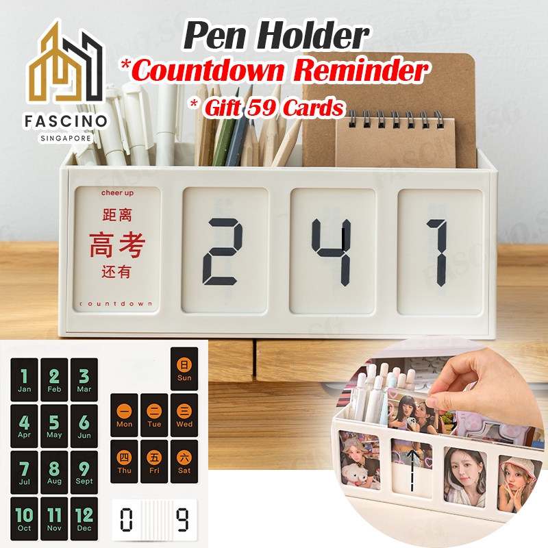 【SG】2025 Calendar Pen Holder Countdown Reminder Card Large Capacity ...