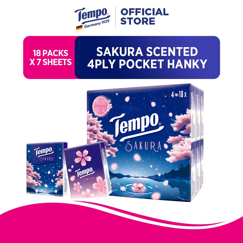 [Tempo Official] 4ply Pocket Hanky Facial Tissue Sakura Scented (18x7s ...