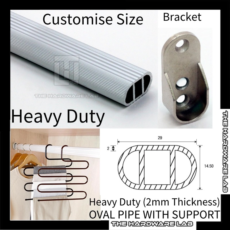 {The Hardware Lab}THL Heavy Duty Wardrobe Hanging Pole Alum Oval Pipe ...