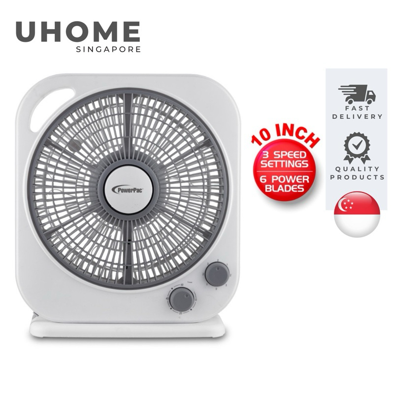 Powerpac 10 inch Box Fan with 3 Speed and Timer | Shopee Singapore