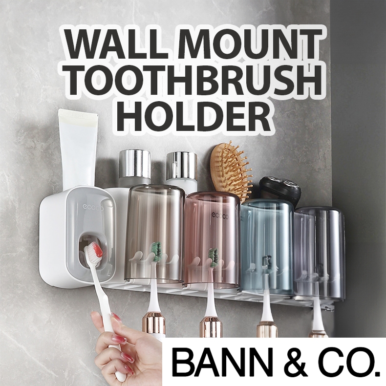 ECOCO Wall Mount Toothbrush Holder with Cups & Automatic Toothpaste ...