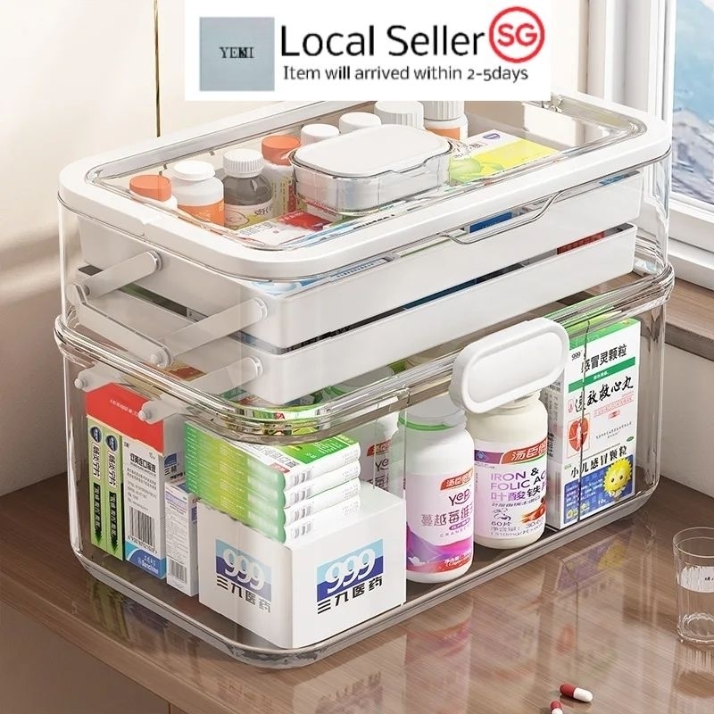 【SG Stock 】Household Medicine Box Large-capacity Medicine Multi-layer ...