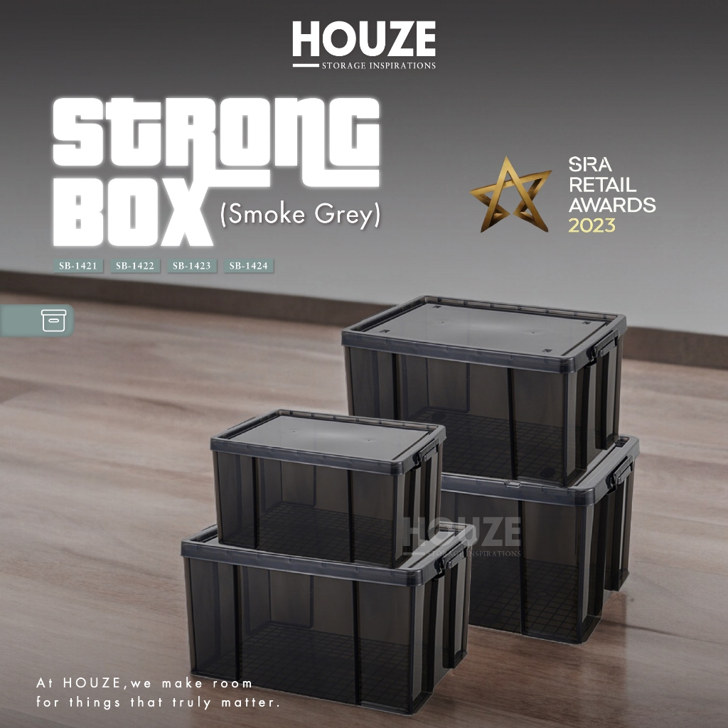 [HOUZE] 'STRONG' Storage Box 4 Sizes 30L|44L|75L|100L (Smoke Grey ...
