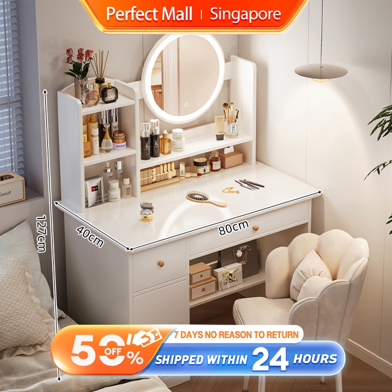 PM【LED】Dressing Table Vanity Table Vanity Mirror With LED Mirror ...