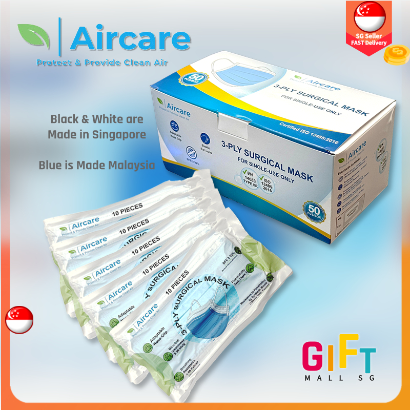 🏅AirCare Surgical FBS Mask Blue White Black Mask Vacuum Sealed FBS >99% ...