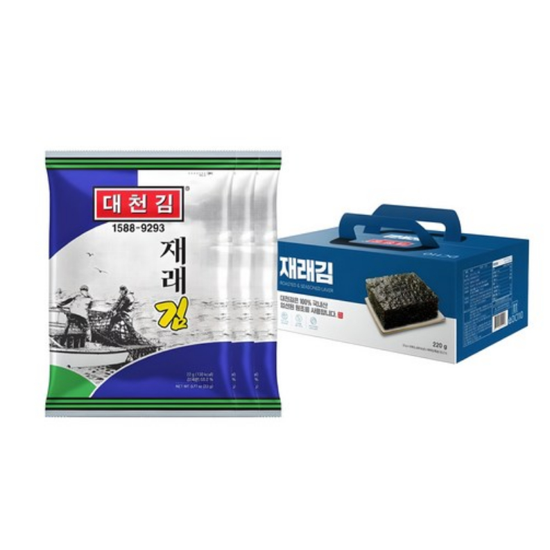 Daecheon Traditional Korean Seaweed 22g × 10 Packs (1 Box) Gim, Kim ...